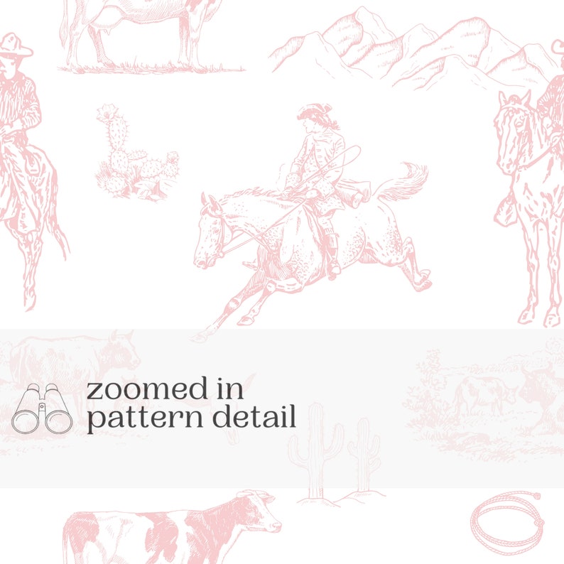 Pale Pink Cowboy Pattern: Vintage Western Wallpaper (digital Download ...