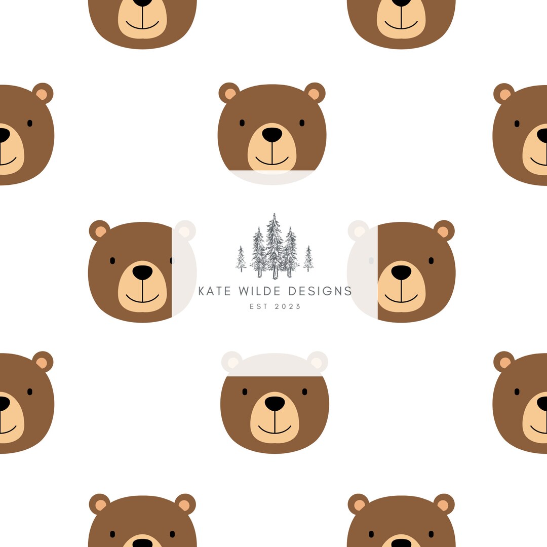 Teddy Bear Seamless Pattern: Brown Bear Repeat Design (digital Download ...