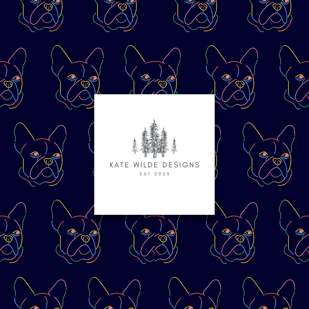 French Bulldog Seamless Pattern, Seamless Frenchie Pattern, Neon Repeat ...
