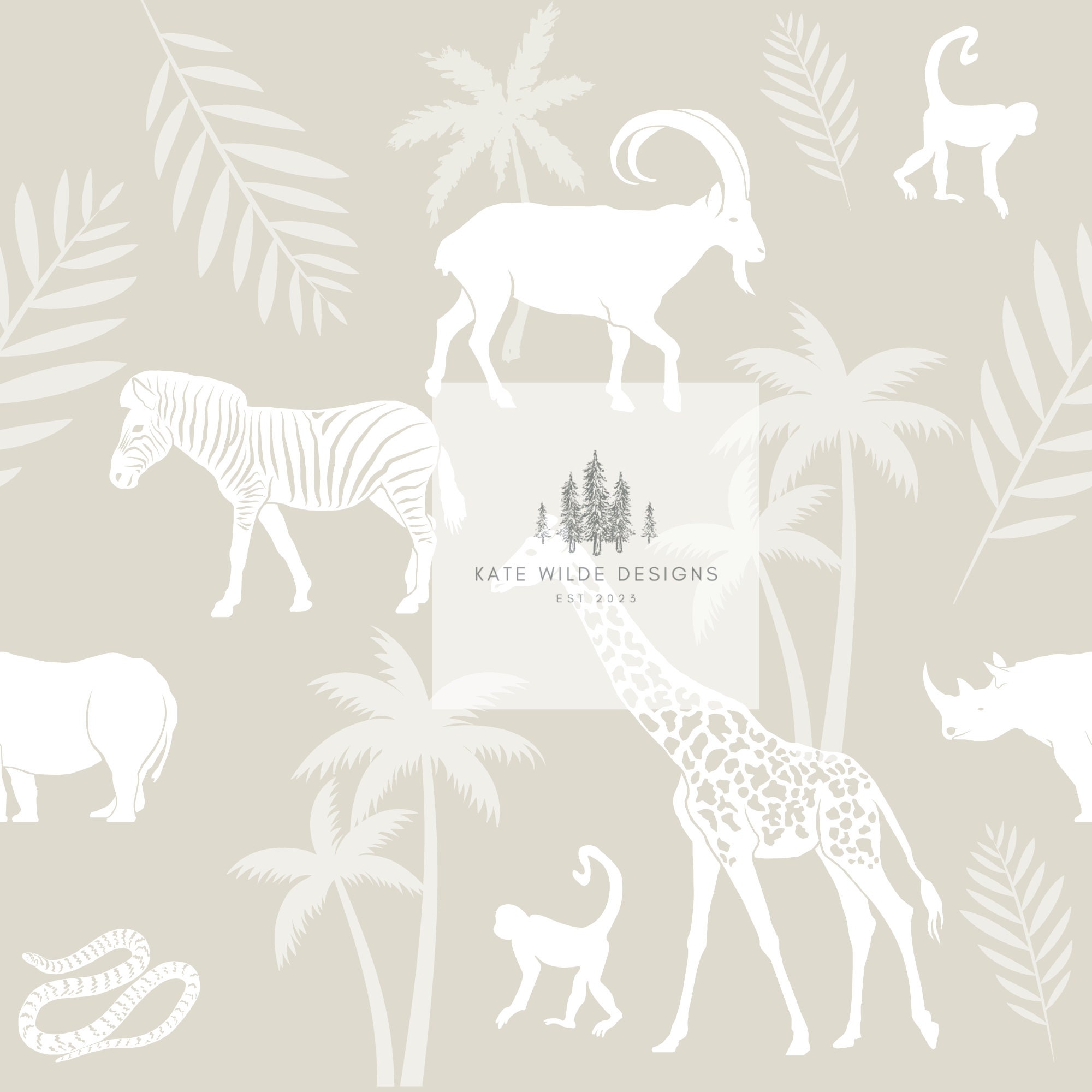Seamless Safari Pattern Digital Download for Nursery Decor - Commercial ...