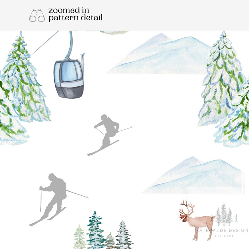 Watercolor Ski Mountain Pattern, Seamless Repeat Pattern, Repeat ...