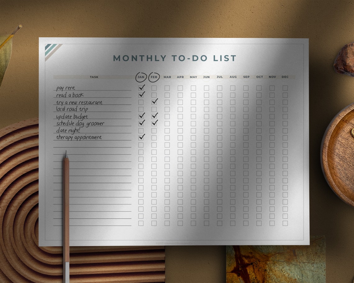 Monthly to Do List Digital & Printable Task Tracker Digital Download ...