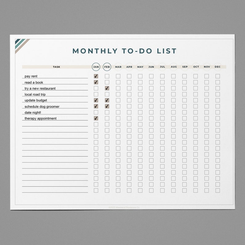 Monthly to Do List | Digital & Printable | Task Tracker | Digital ...