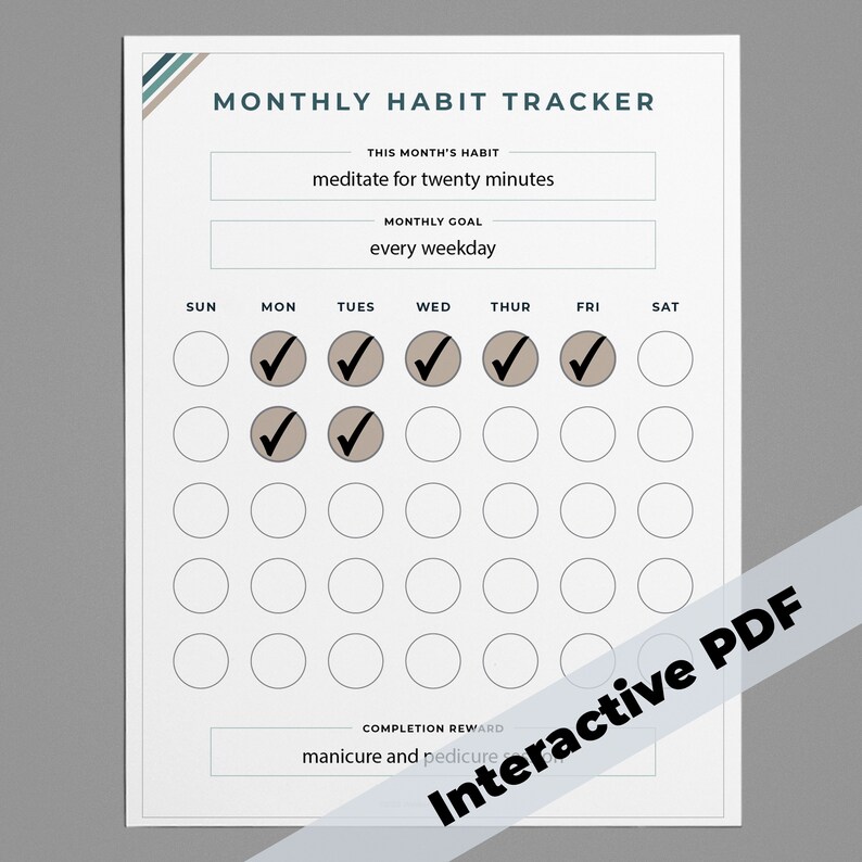 Monthly Habit Tracker Digital & Printable Task Tracker Digital Download ...