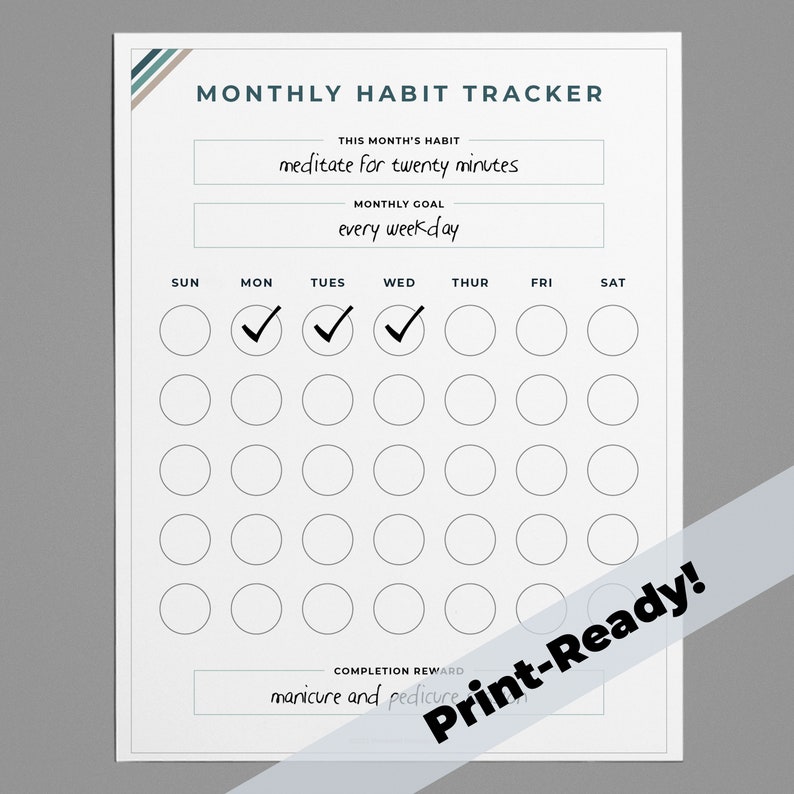 Monthly Habit Tracker Digital & Printable Task Tracker Digital Download ...