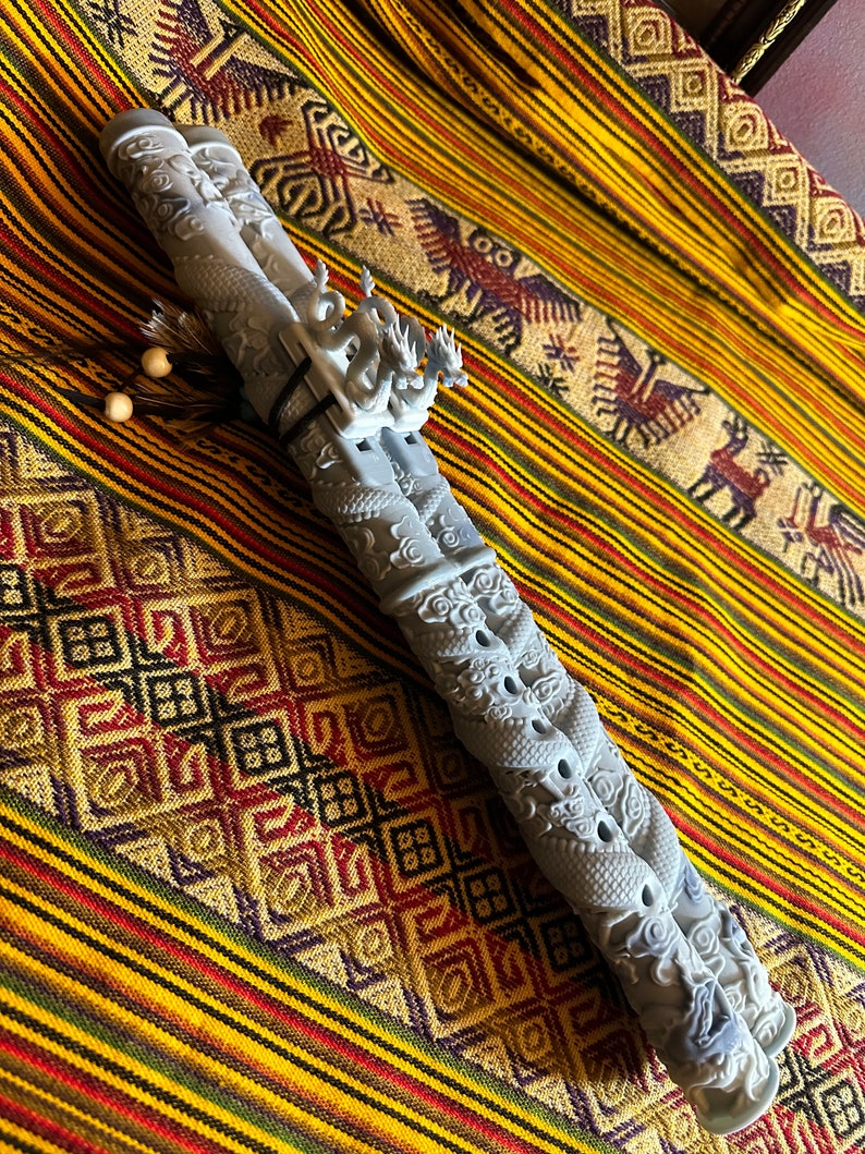 Drone Flute Double Dragon Key of High D5-440hz Native American Flute 3D ...