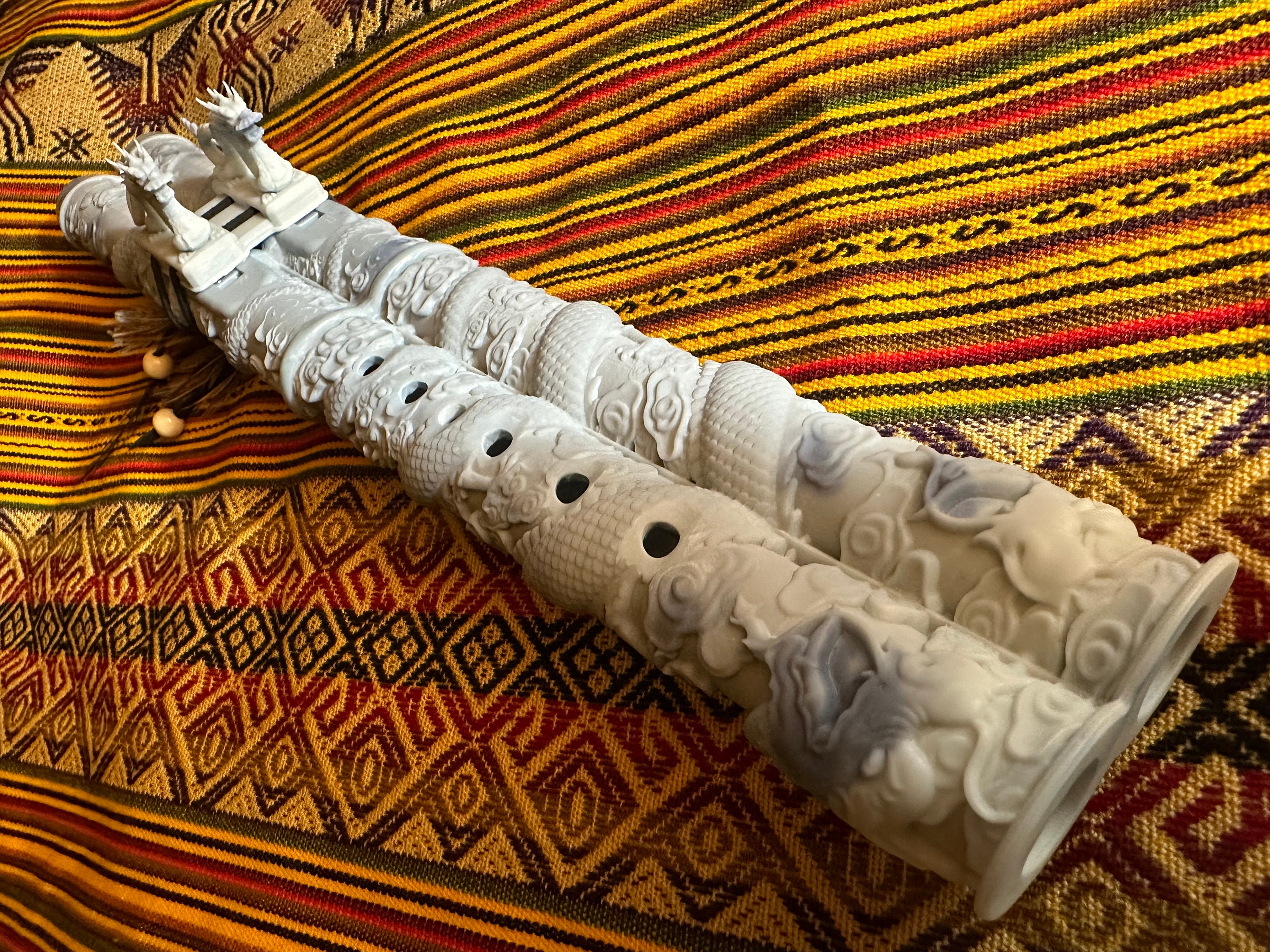 Drone Flute Double Dragon Key of High D5-440hz Native American Flute 3D ...