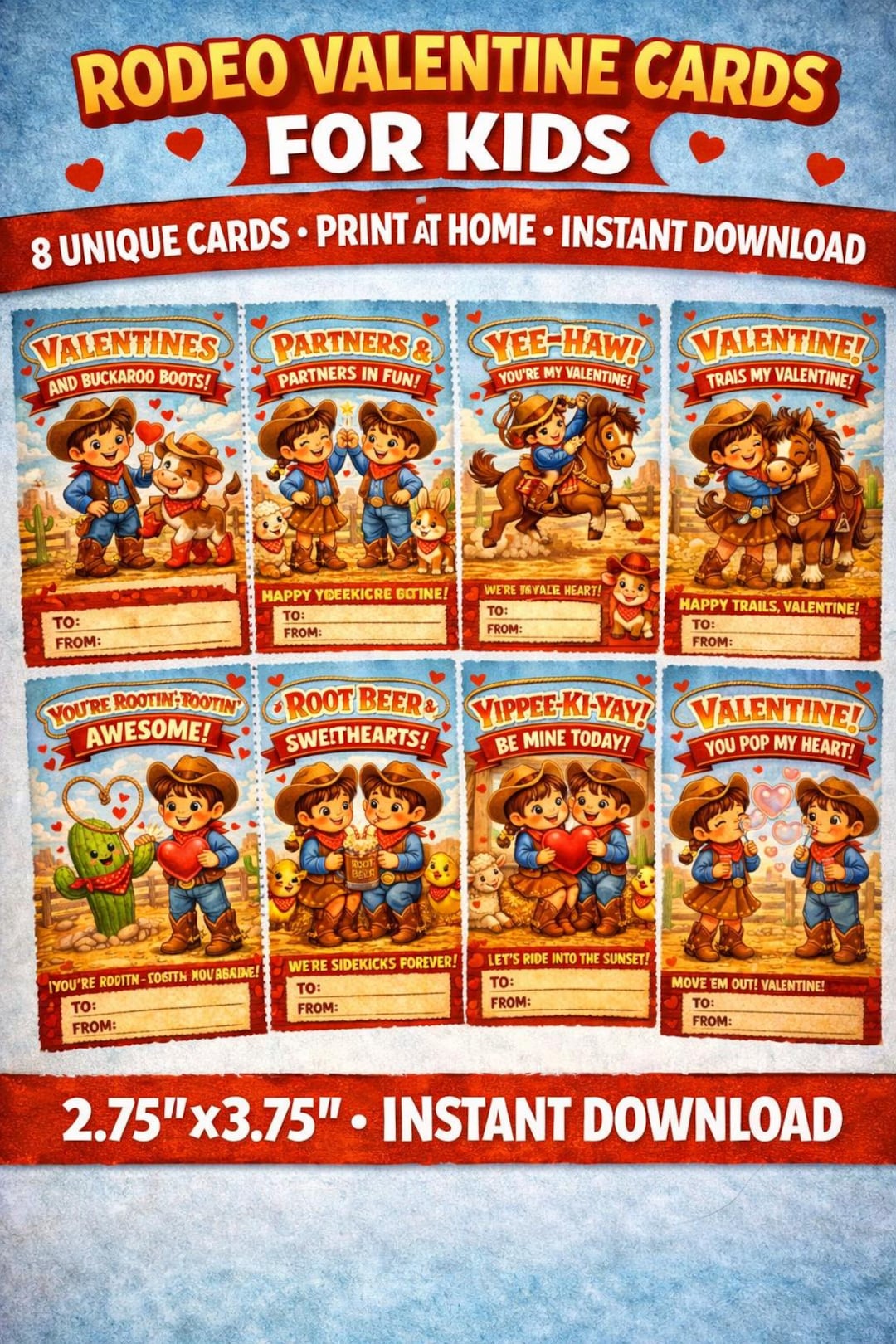 Cowboy Valentine Cards for Kids | Rodeo Valentines | Western Classroom ...