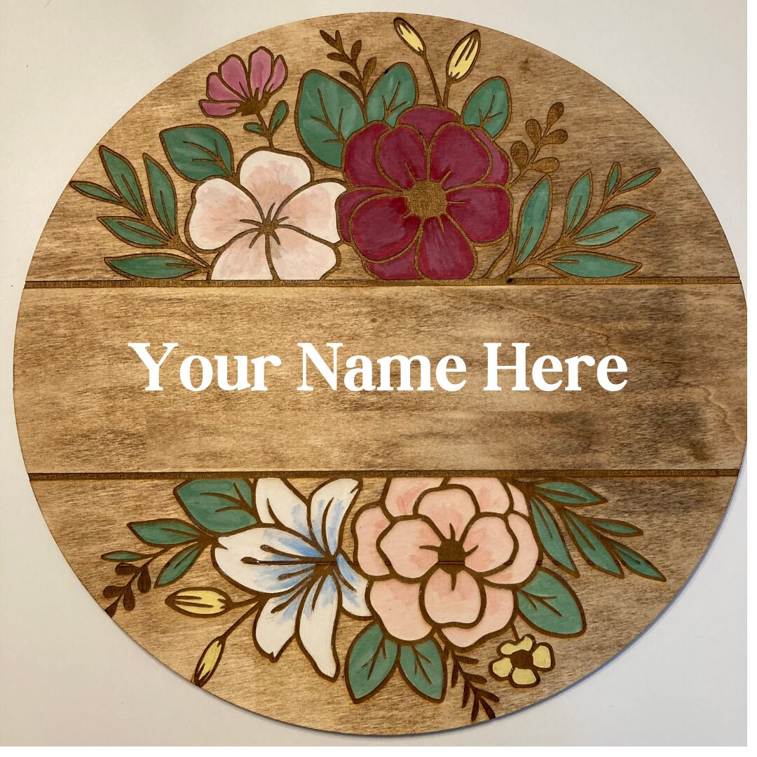 Personalized Floral Wood Sign, Hand-painted Custom Name Plaque - Etsy
