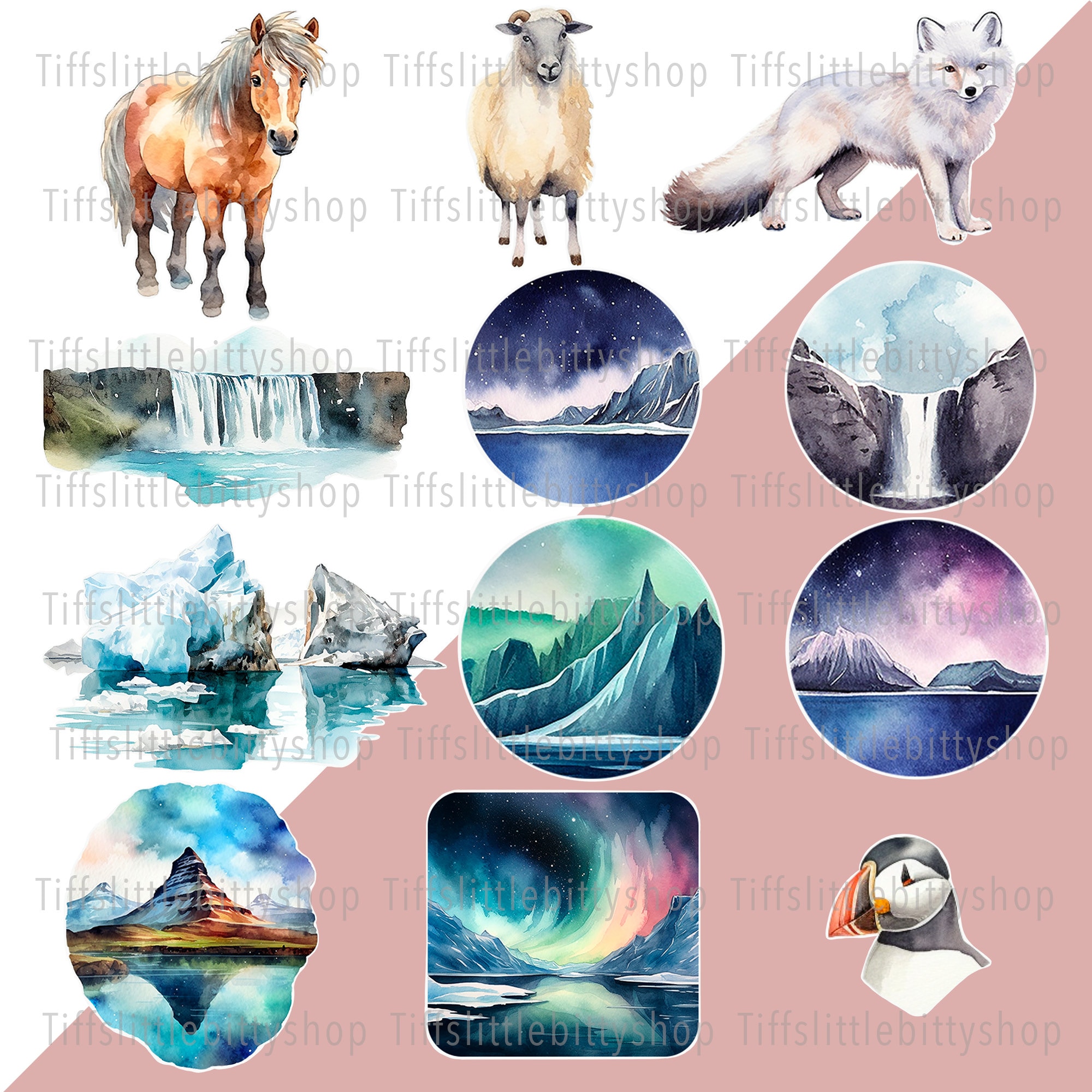 Iceland Goodnotes STICKERS Sheet for Travel Journal, Clip Art, Clipart ...