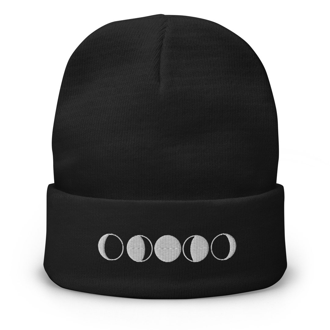 Moon Phases Simple Design Embroidered Beanie - Etsy