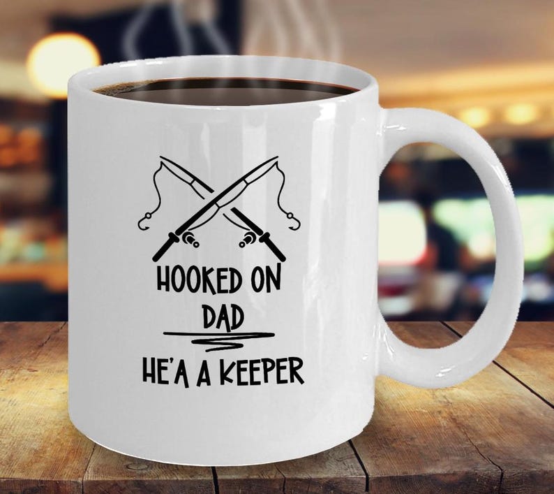 Fishing Dad Mug, Funny Fishing Mug, Hooked on Dad Mug, Gifts for Dads ...