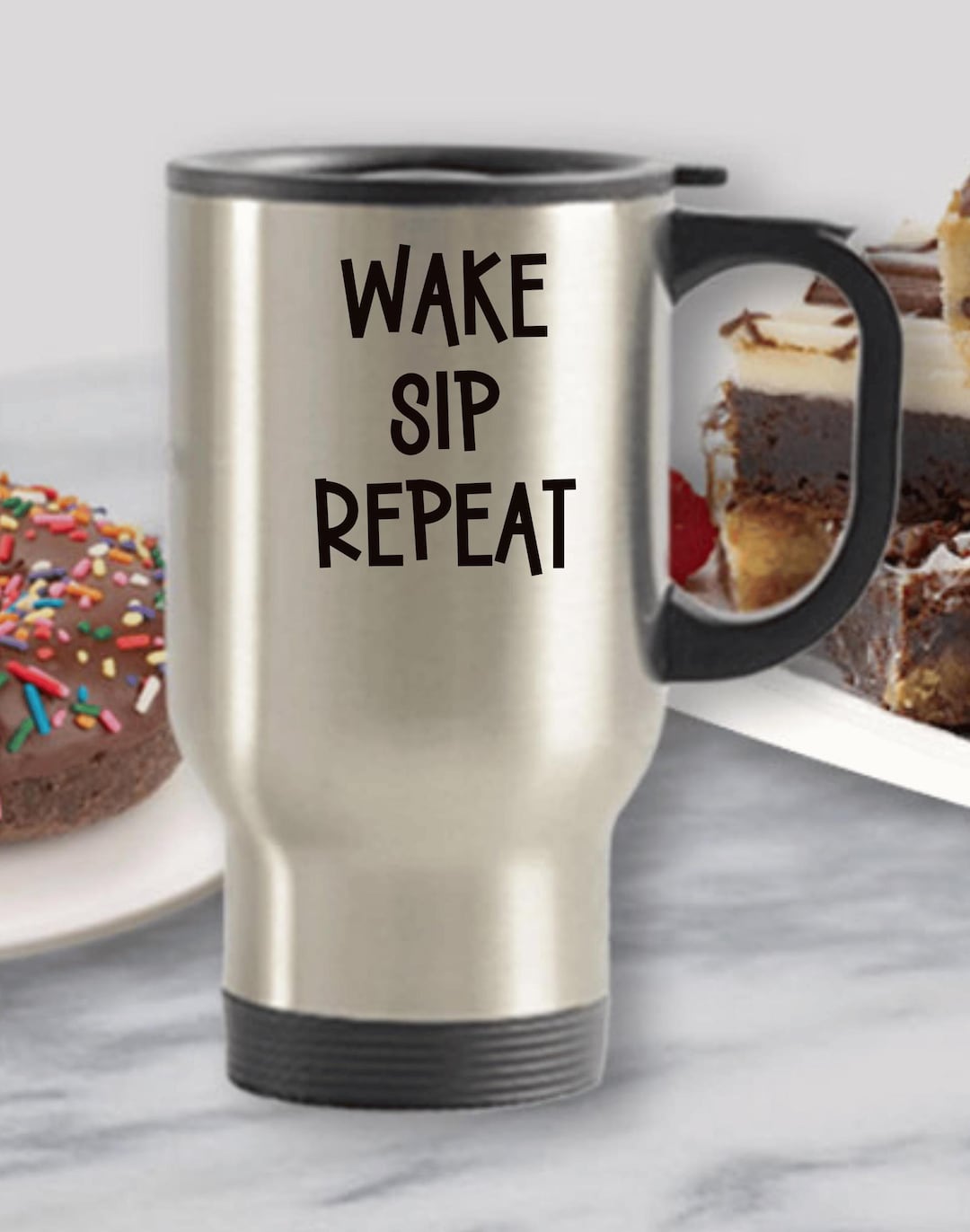 Wake Sip Repeat Travel Mug, Daily Coffee Travel Mug, Sip Coffee Mug ...