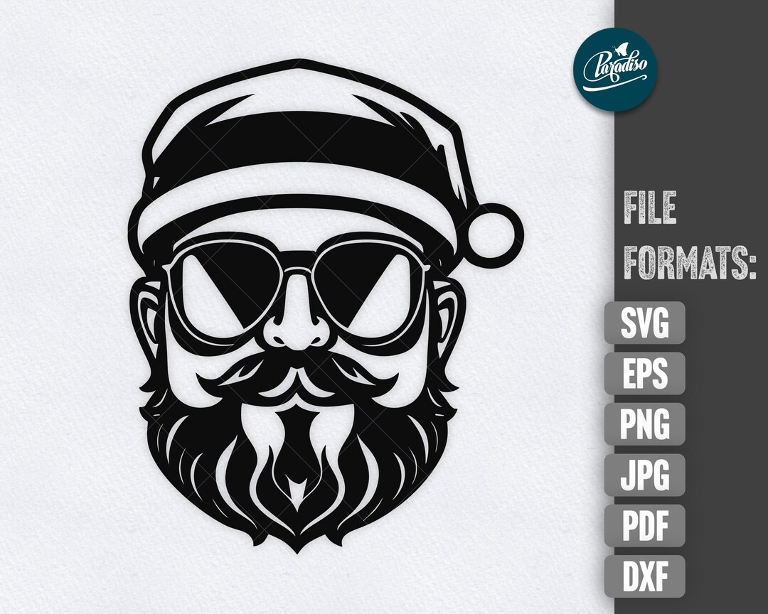Santa SVG, Hipster Santa SVG, Santa Face, Christmas SVG, Santa Clipart ...