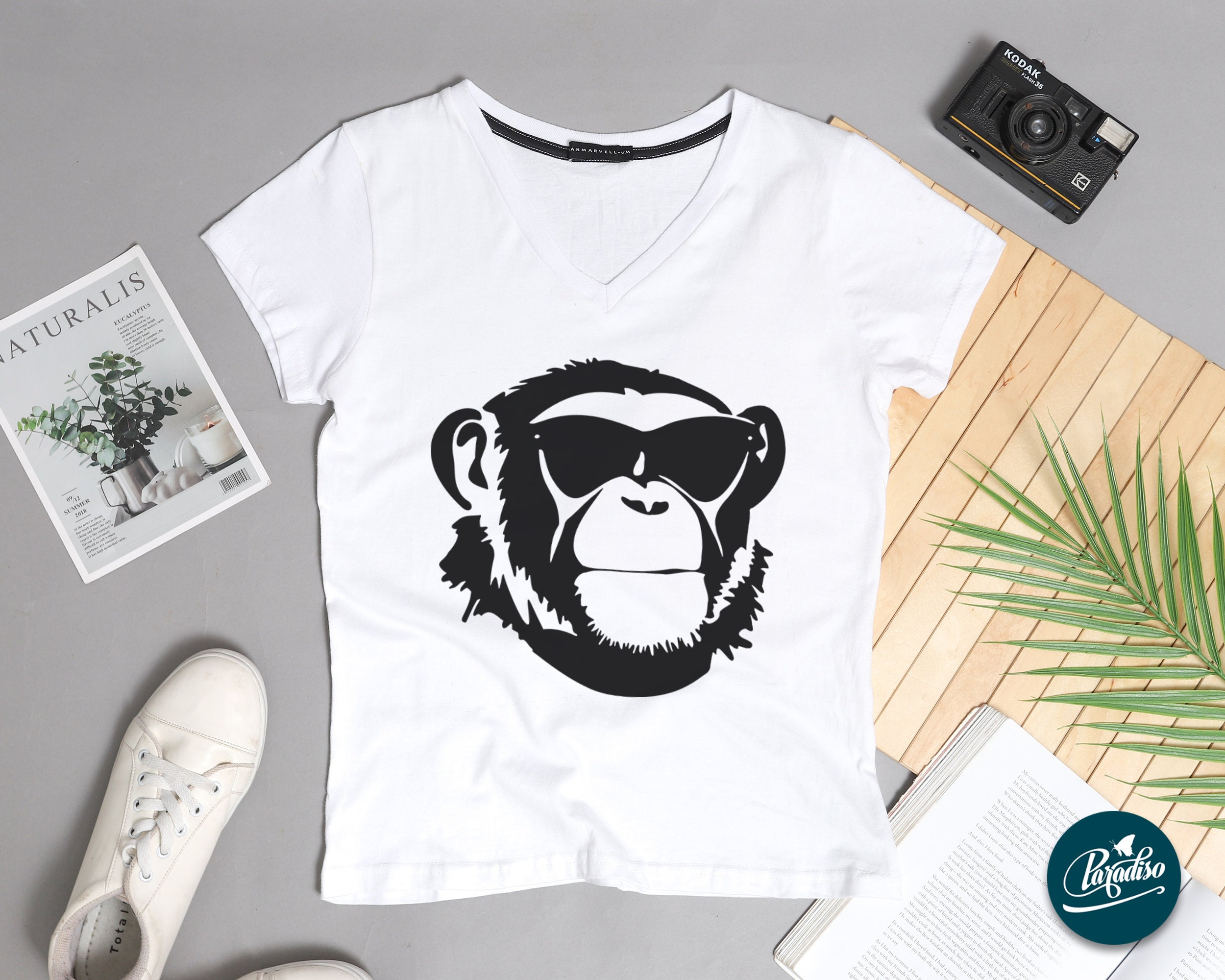 Monkey SVG Instant Download Chimp Portrait Sunglasses Monkey Clipart ...