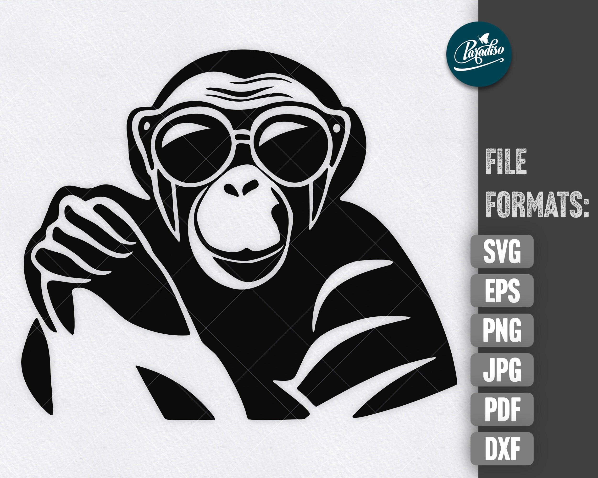 Monkey SVG Chimp Portrait SVG Instant Download Monkey Sunglasses ...