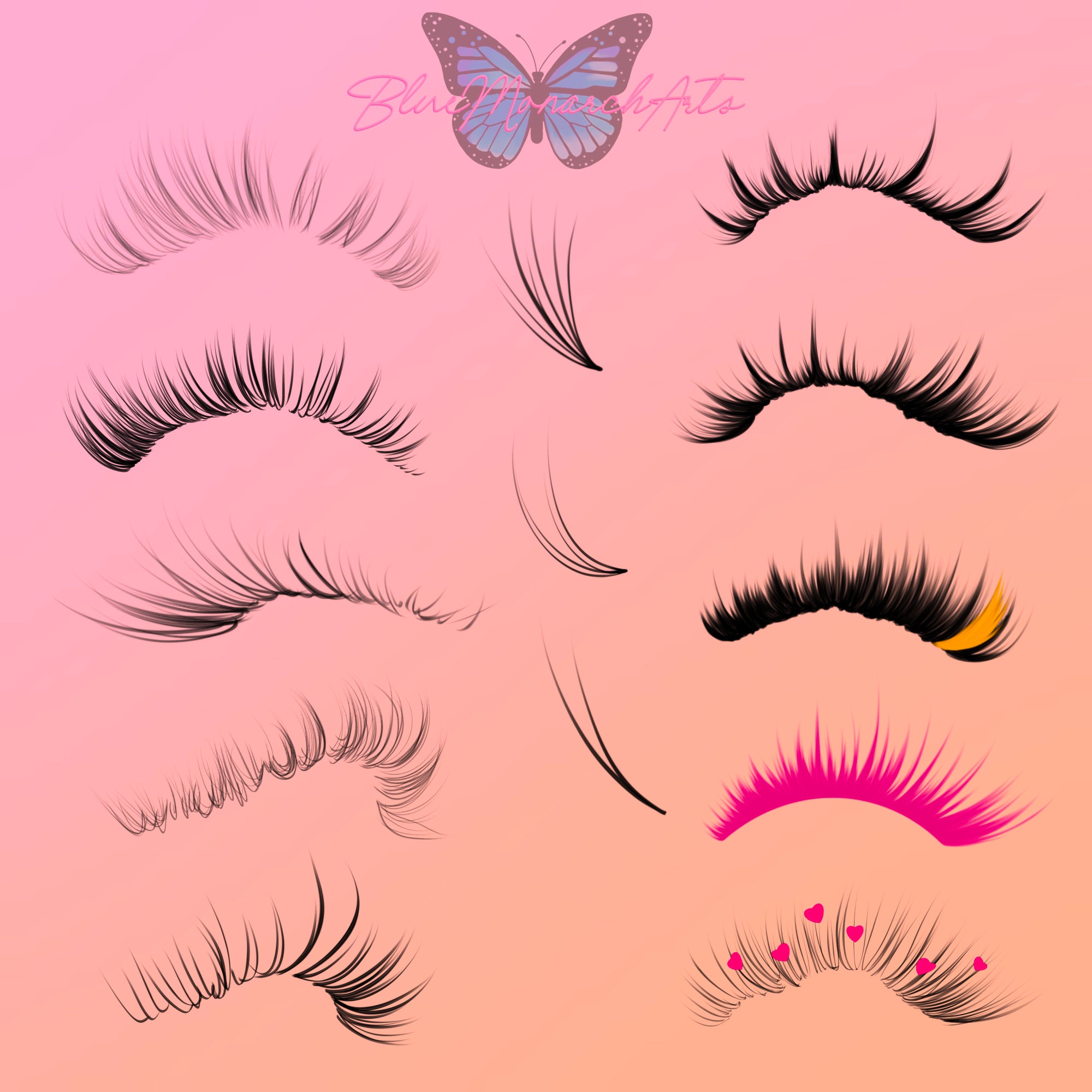 42 TOP & BOTTOM Eyelash Stamps for Procreate - Etsy