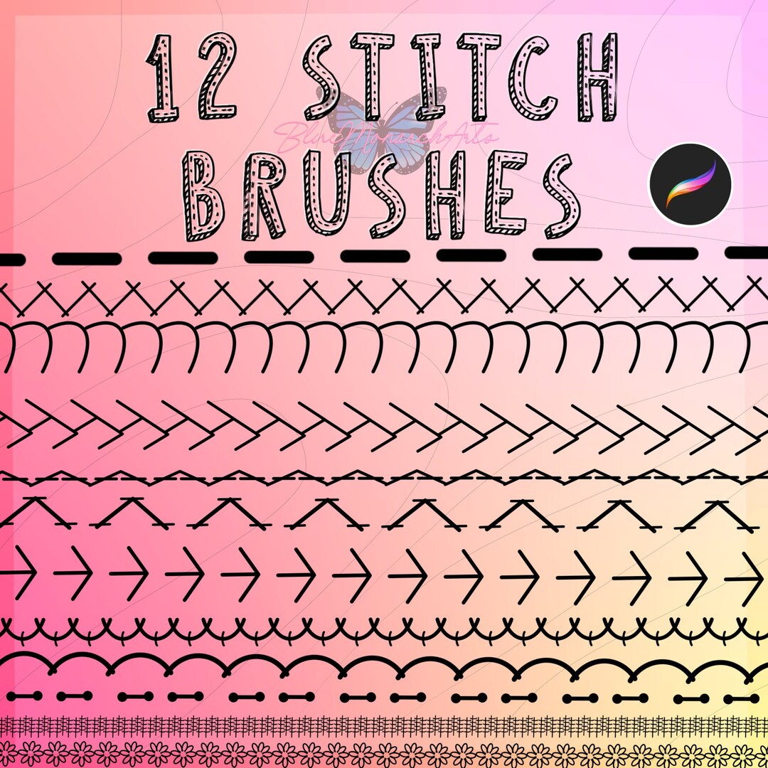 12 Procreate Stitch Brushes - Etsy