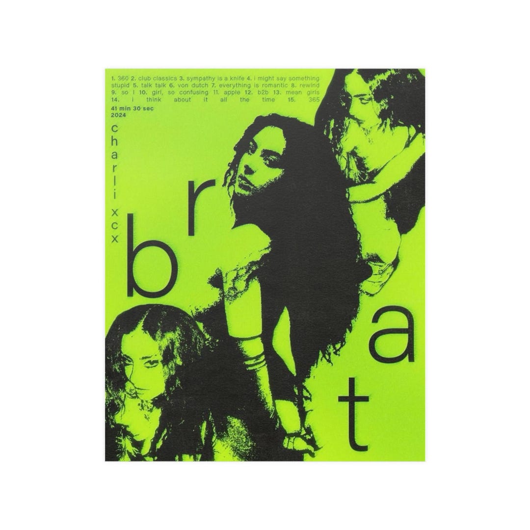 Brat Summer Charli XCX Neon Green Poster Satin Posters Dorm Home Decor ...