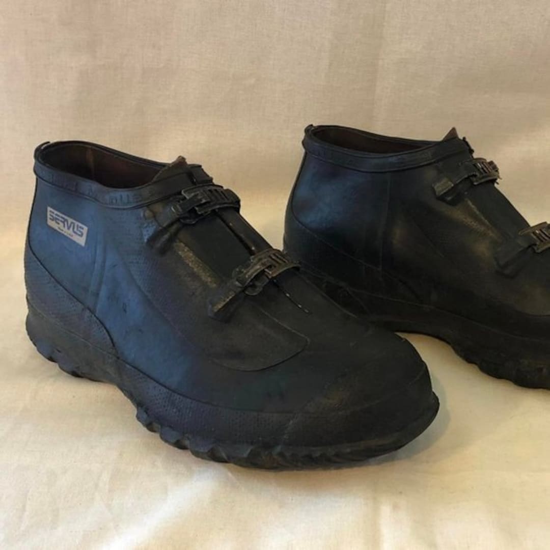 Sz Small/med (6-8) Black Servis Rubber Boots Shoe Covers - Etsy