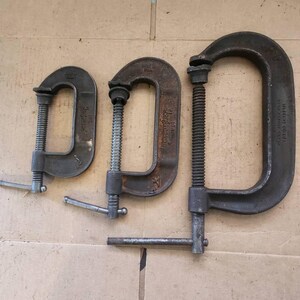 Lot of 3 Heavy Duty Deep Throat C-clamps -6 to 3