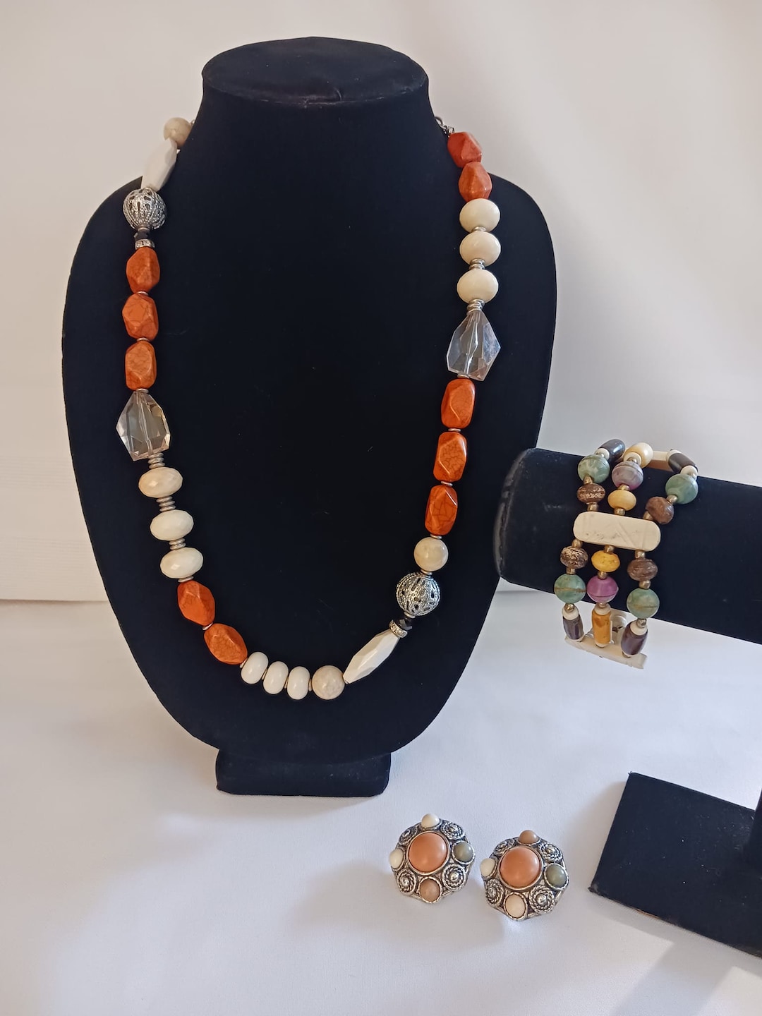 Multi Color Necklace, Bracelet and Earrings Set - Etsy