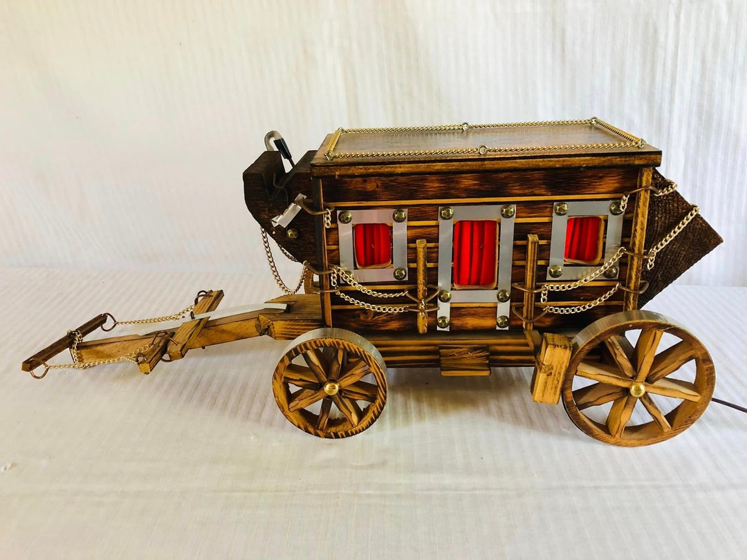 Light up Stagecoach Table/bar Wooden Lamp - Etsy