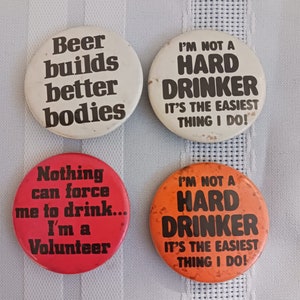 Bag of 7 Drinking Themed Pinback Buttons - Etsy