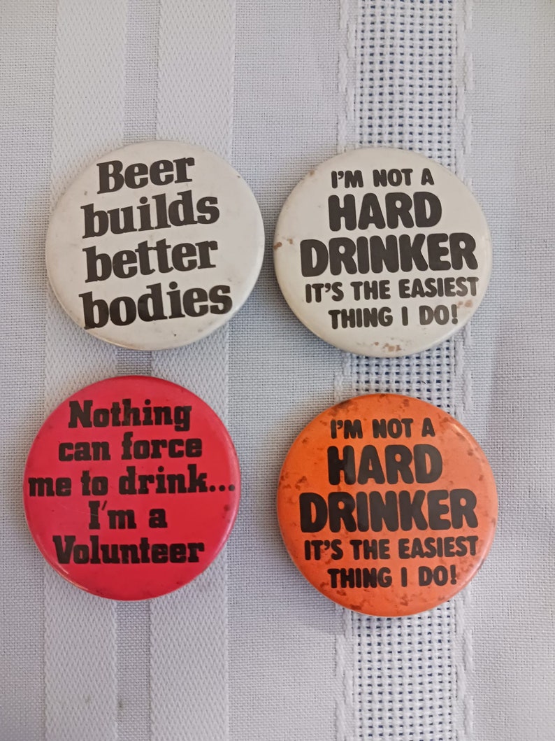Bag of 7 Drinking Themed Pinback Buttons - Etsy