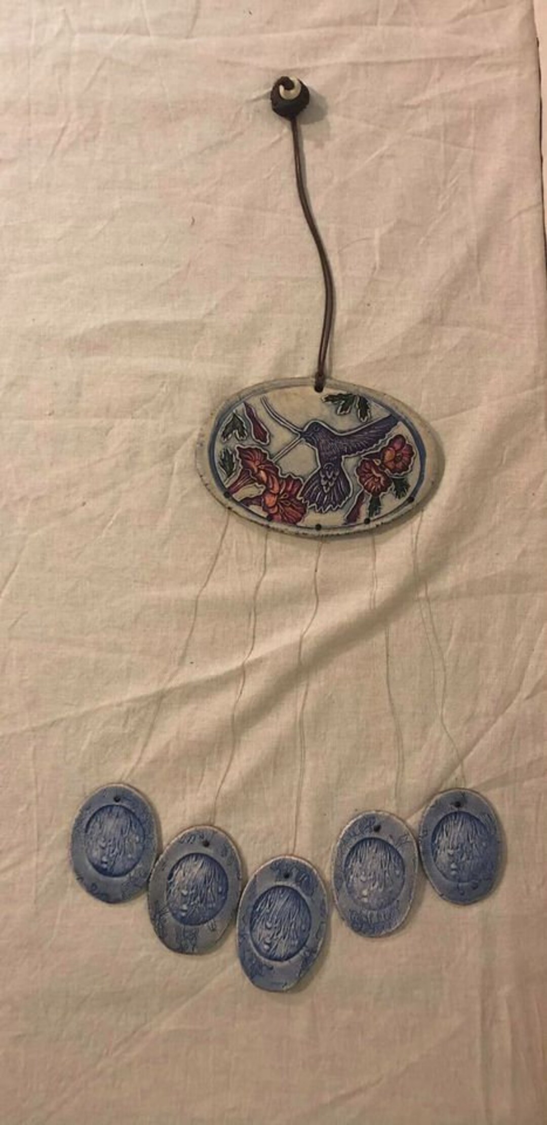 Vintage Chime Tree Hand-crafted Bird Porcelain & Stoneware Wind Chime ...