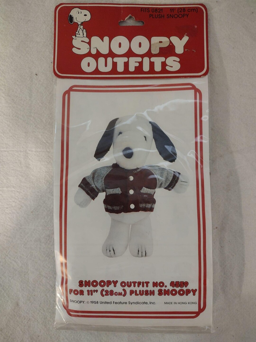 NIP Vintage Peanuts Burgundy and Gray Coat Snoopy Outfit No 4559 for 11 ...