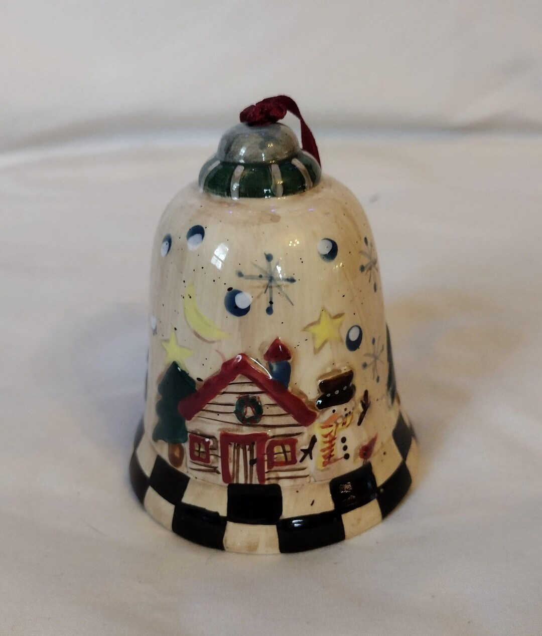 Vintage 2001 Folk Art Christmas Bell. Great Condition. No Chips or ...