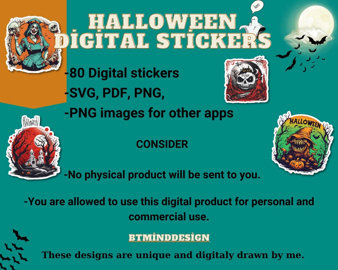 Happy Halloween Stickers Bundle Halloween SVG PDF PNG - Etsy