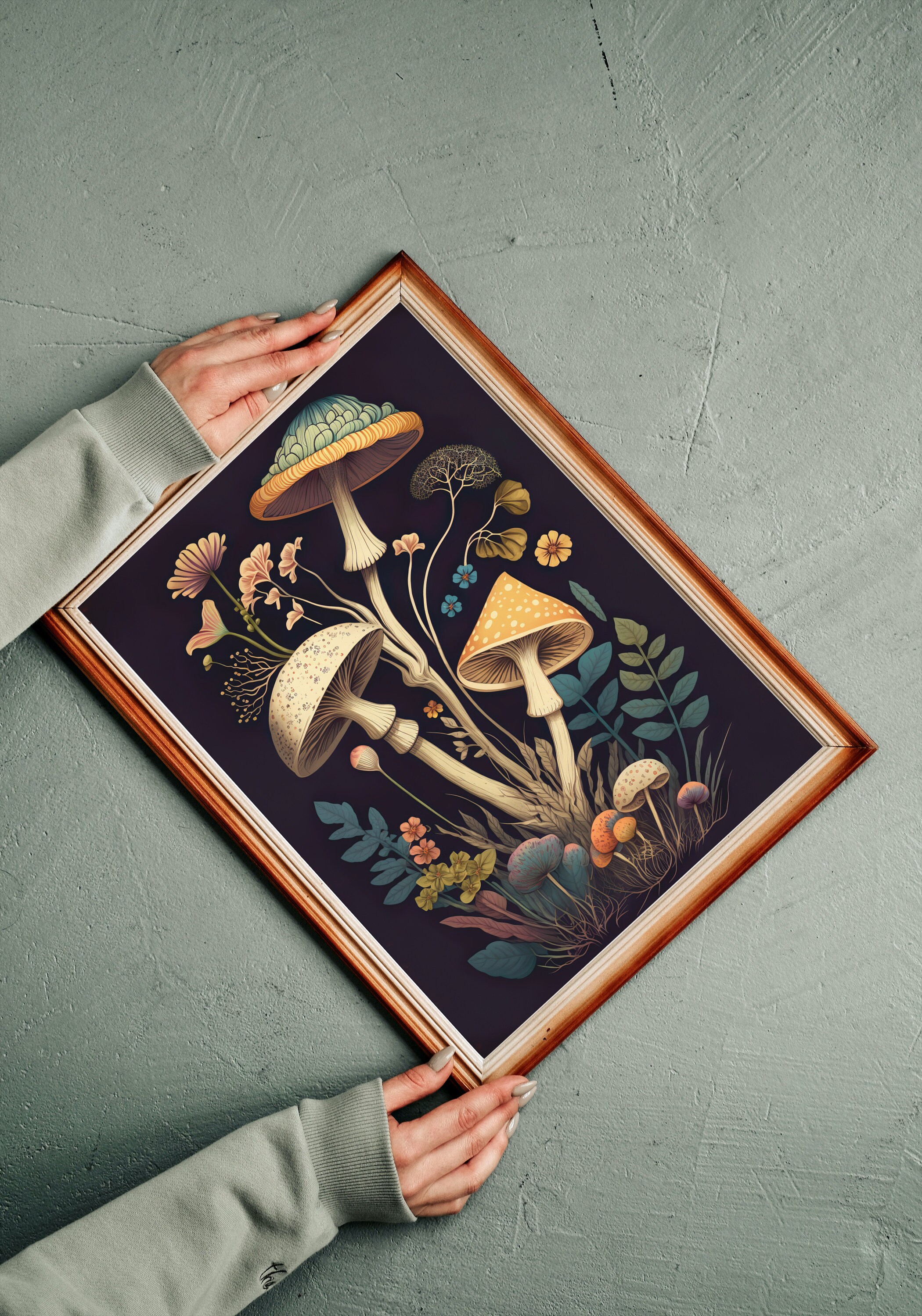 Contemporary Mushroom Poster Botanical Illustration Style Digital ...