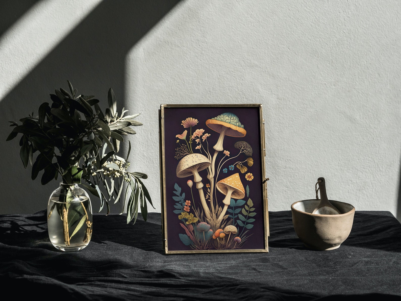 Contemporary Mushroom Poster Botanical Illustration Style Digital ...