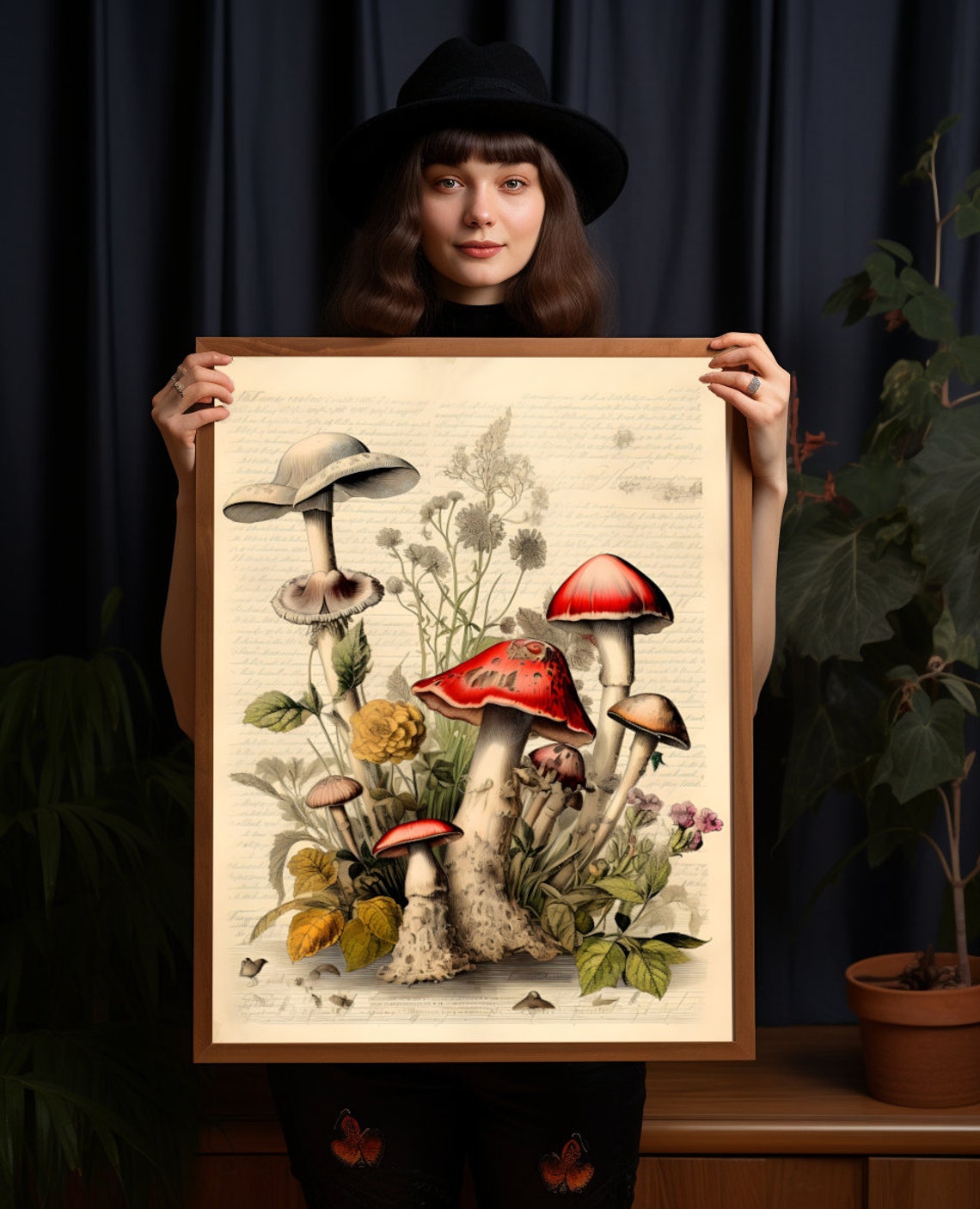 Modern Mycology Mushroom Botanical Illustration on Parchment Digital ...