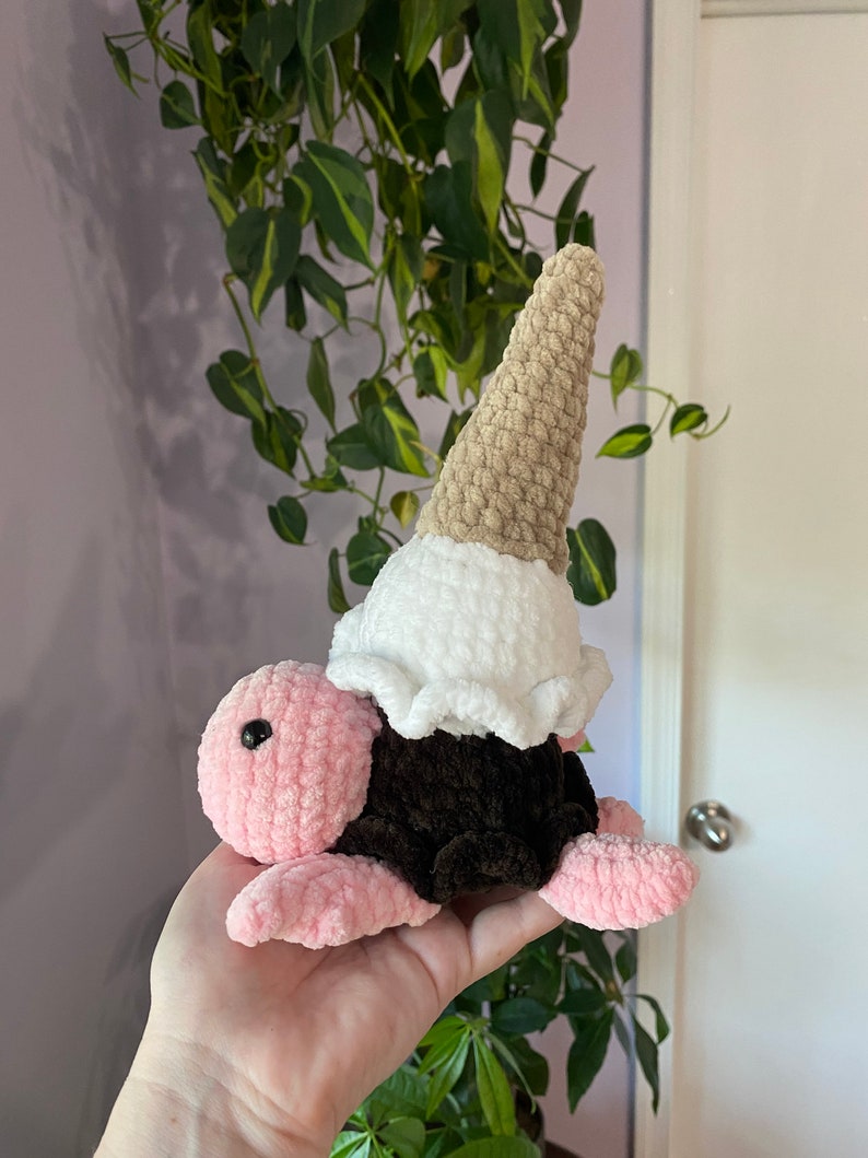 Handmade Ice Cream Turtle Plush, Neapolitan Ice Cream Turtle Crochet ...