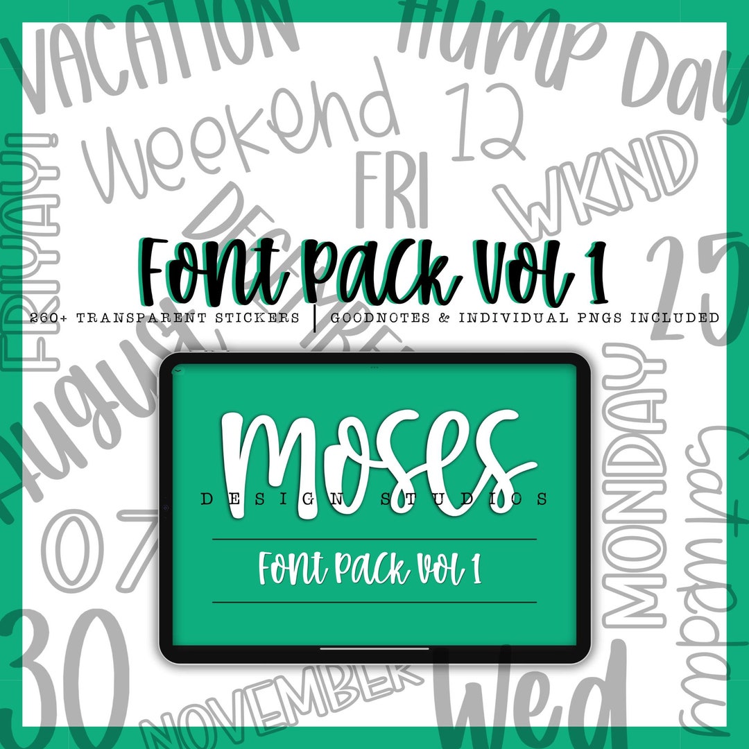 Font Pack Vol 1 | 260 + Digital Stickers | 4 Font Stickers | Goodnotes ...