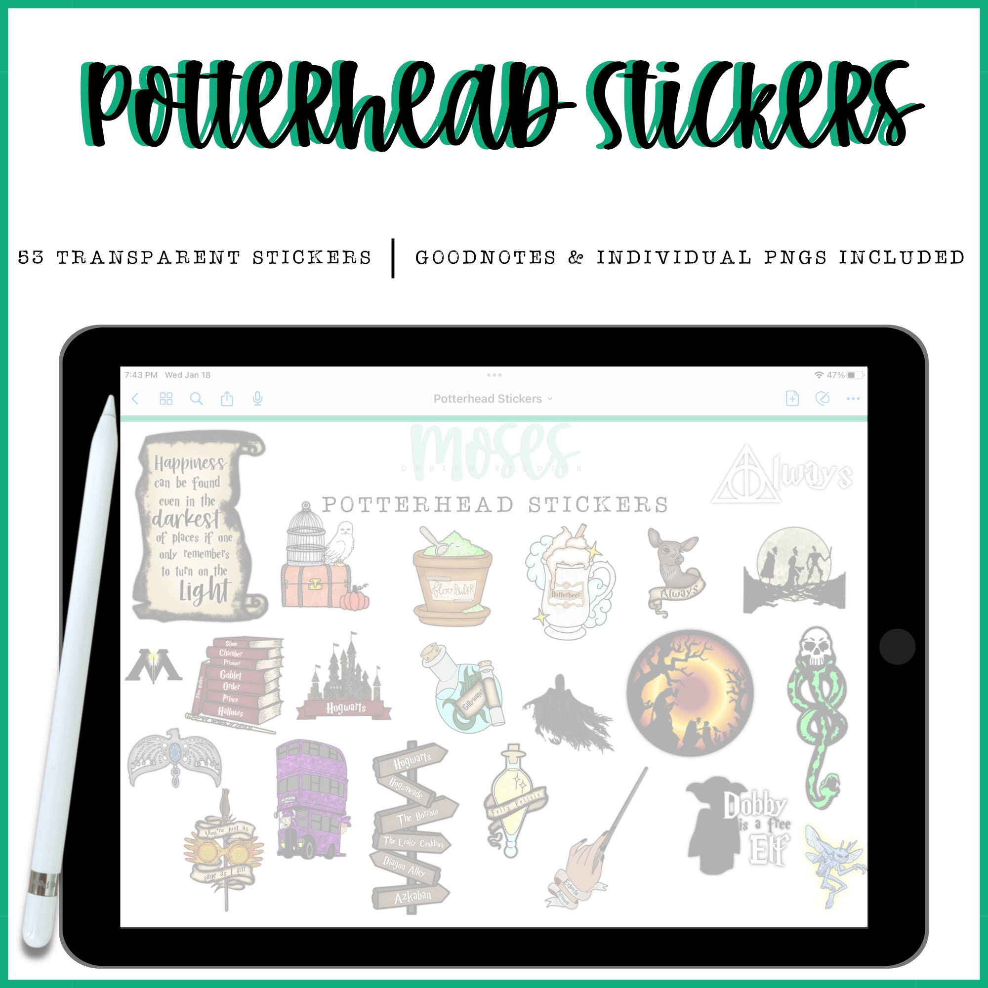 Potterhead Stickers-53 I Goodnotes | Xodo | Noteability | Zoomnotes - Etsy