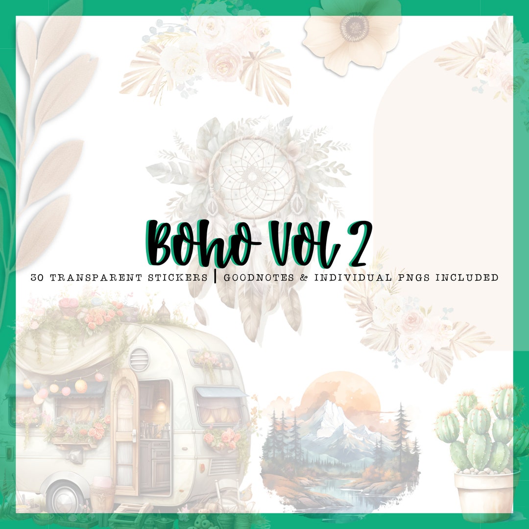 Boho Vol 2 | 30 Digital Stickers for Digital Planning and Journaling - Etsy