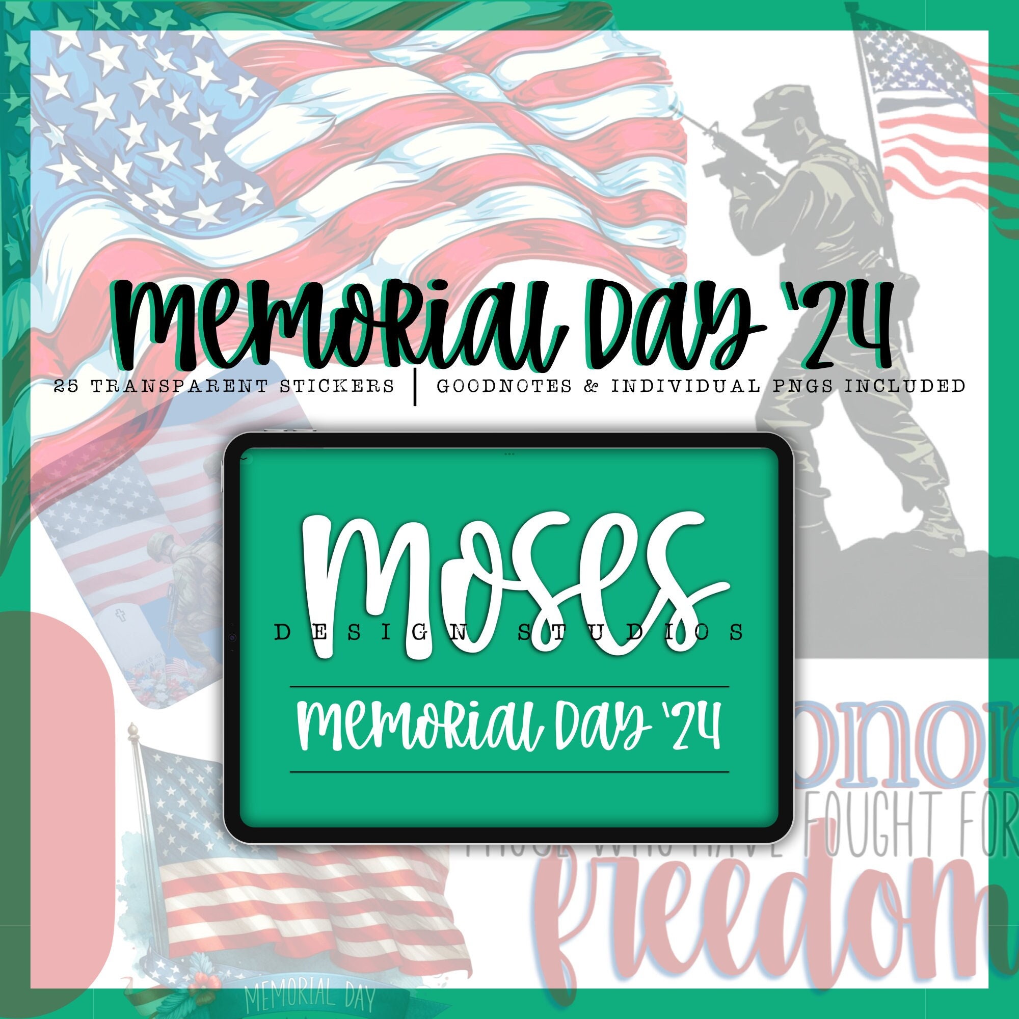 Memorial Day | 25 Digital Stickers | Mini Sticker Set | Goodnotes ...