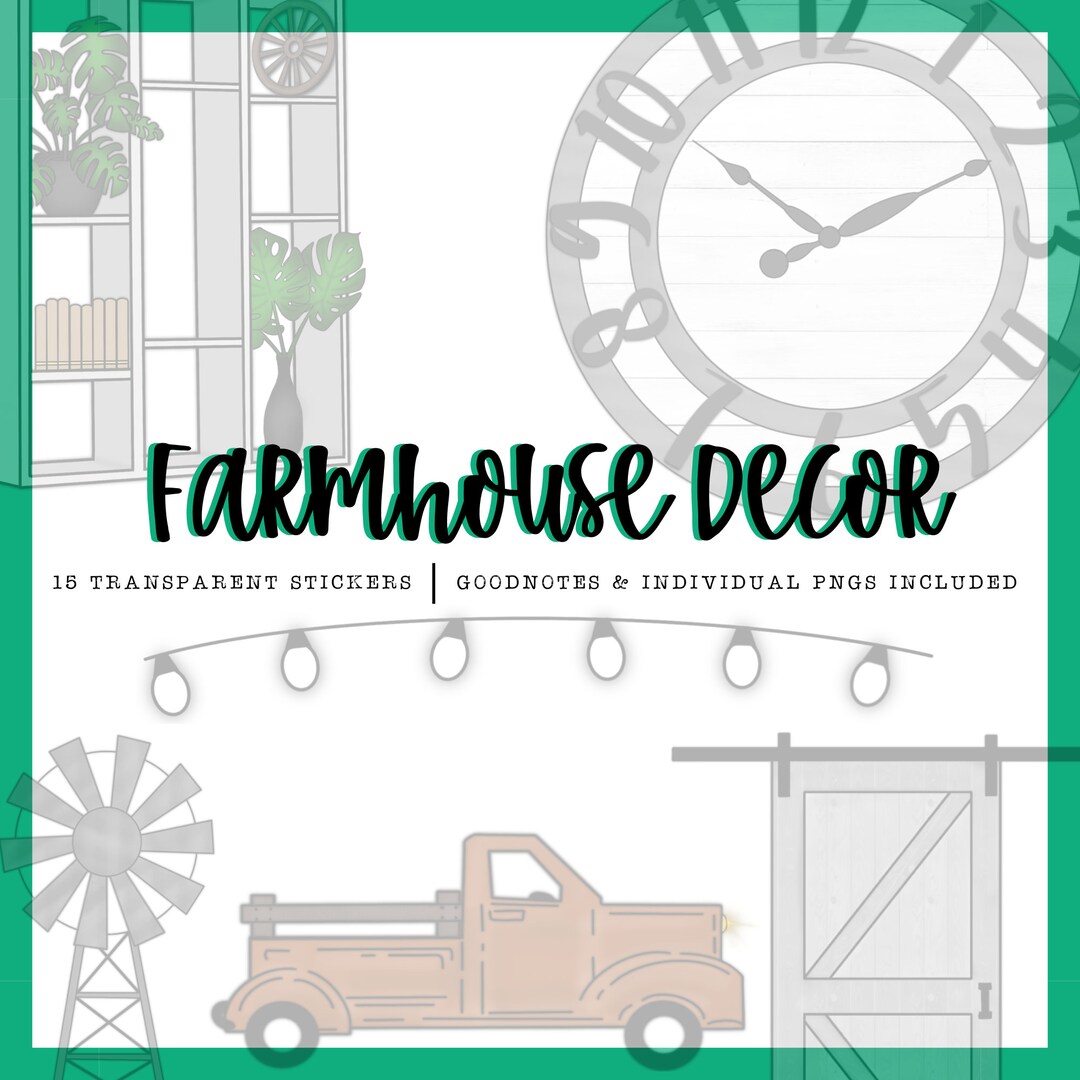 Farmhouse Decor Stickers: Pre-cropped PNG for Goodnotes (digital ...