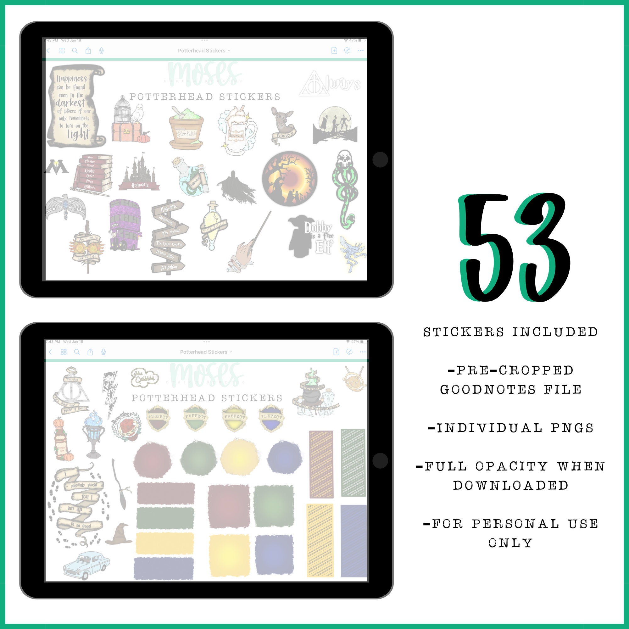 Potterhead Stickers-53 I Goodnotes | Xodo | Noteability | Zoomnotes - Etsy