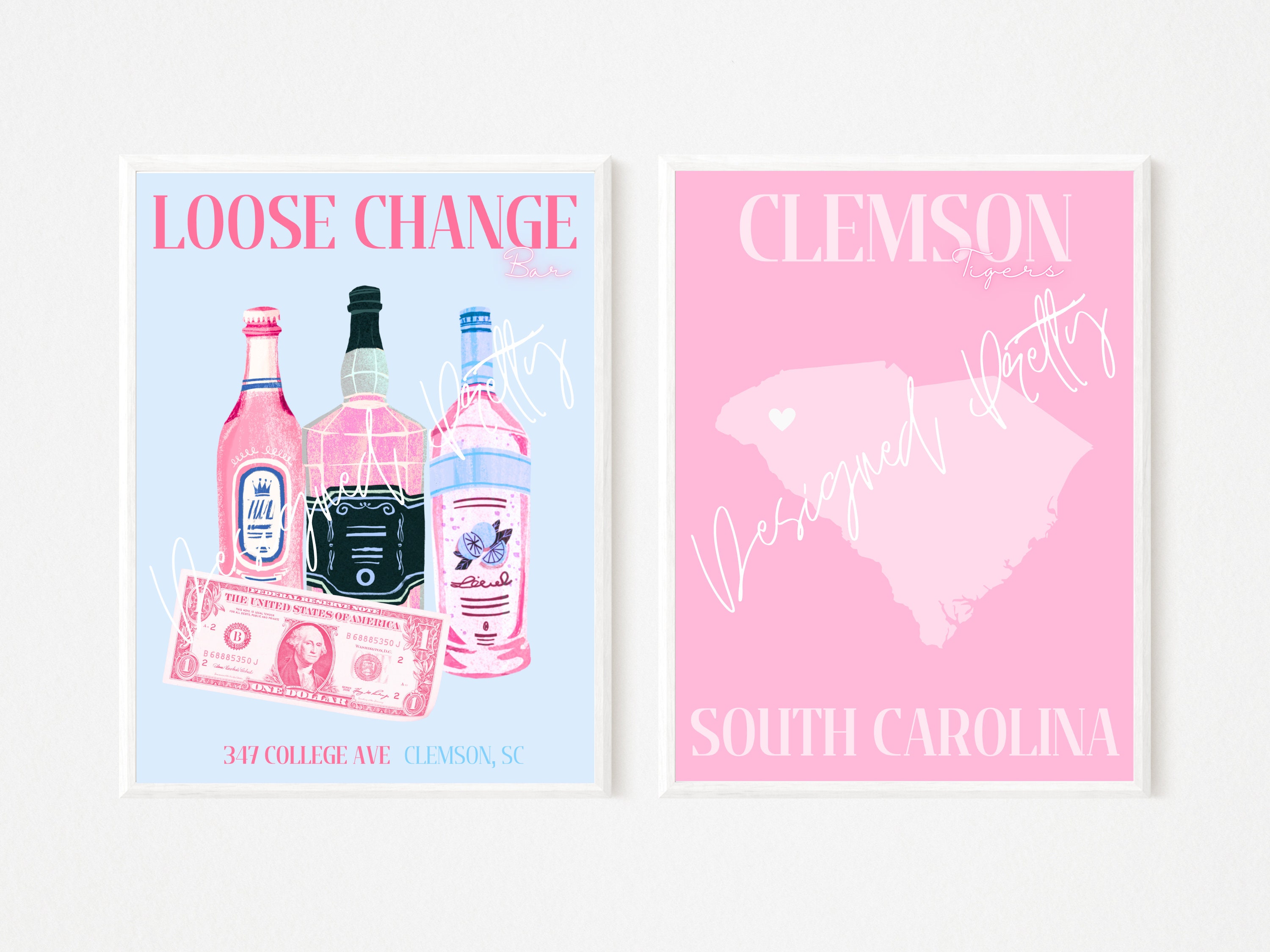 Pink and Blue Clemson Prints - Digital Download - SET OF 6 - Etsy