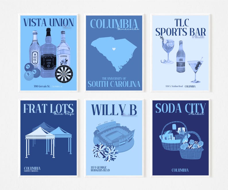 BLUE USC Prints - 6 Digital Wall Art - Digital Download - Etsy