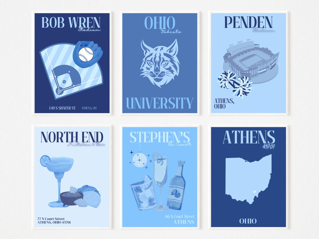 BLUE Ohio University Prints - Preppy Digital Download - SET OF 6 - Etsy