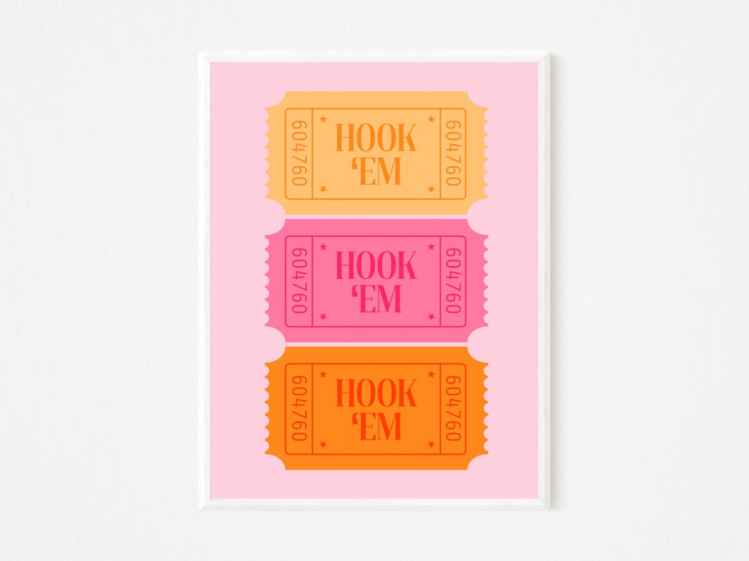 University of Texas PINK and ORANGE Preppy Digital Print - Tickets - Etsy