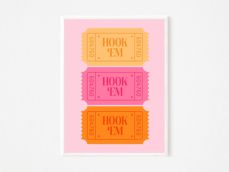 University of Texas PINK and ORANGE Preppy Digital Print - Tickets - Etsy