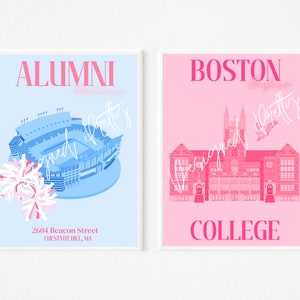 Pink and Blue Boston College Digital Prints - SET OF 6 - Etsy