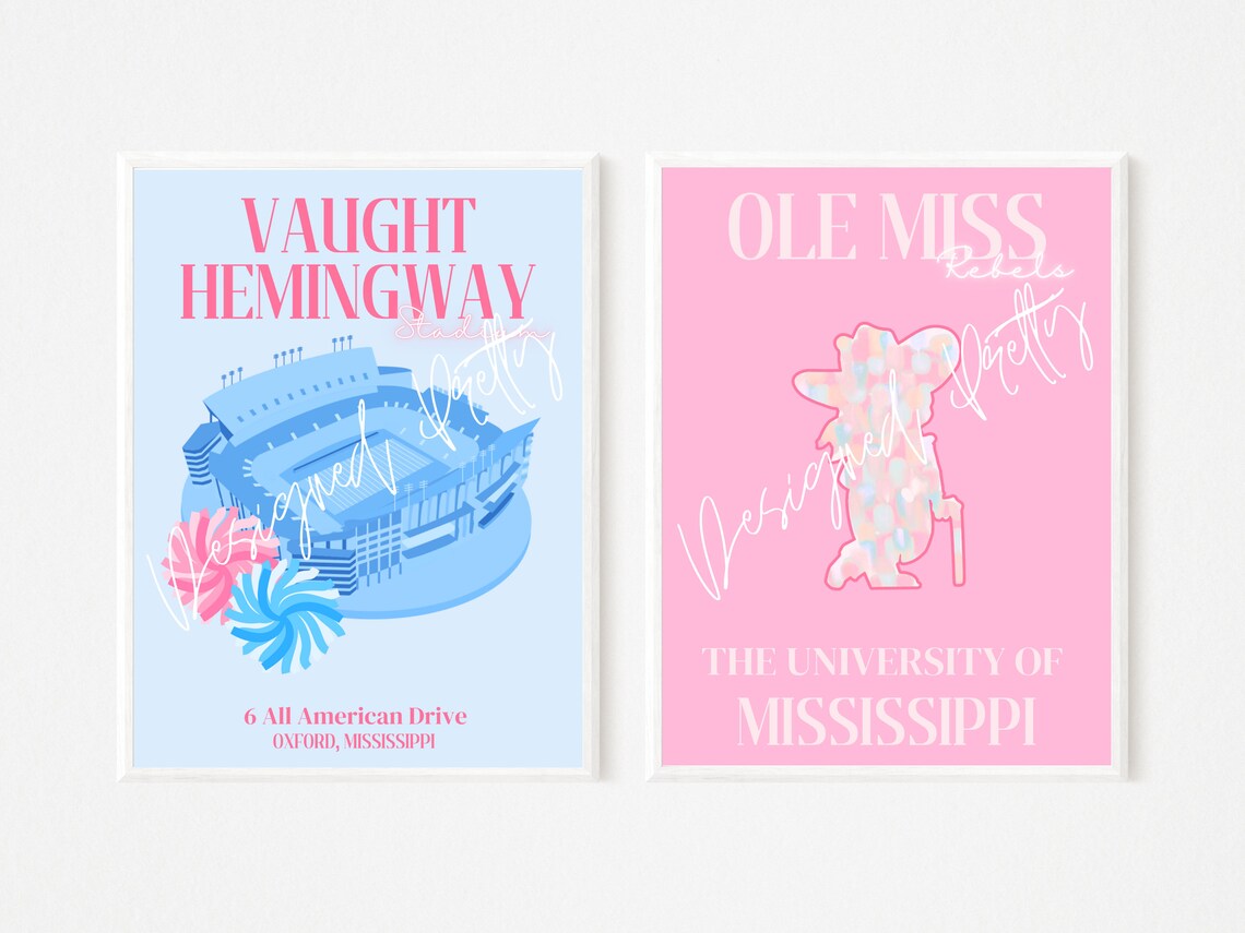Ole Miss Pink and Blue University of Mississippi Preppy Digital Prints ...